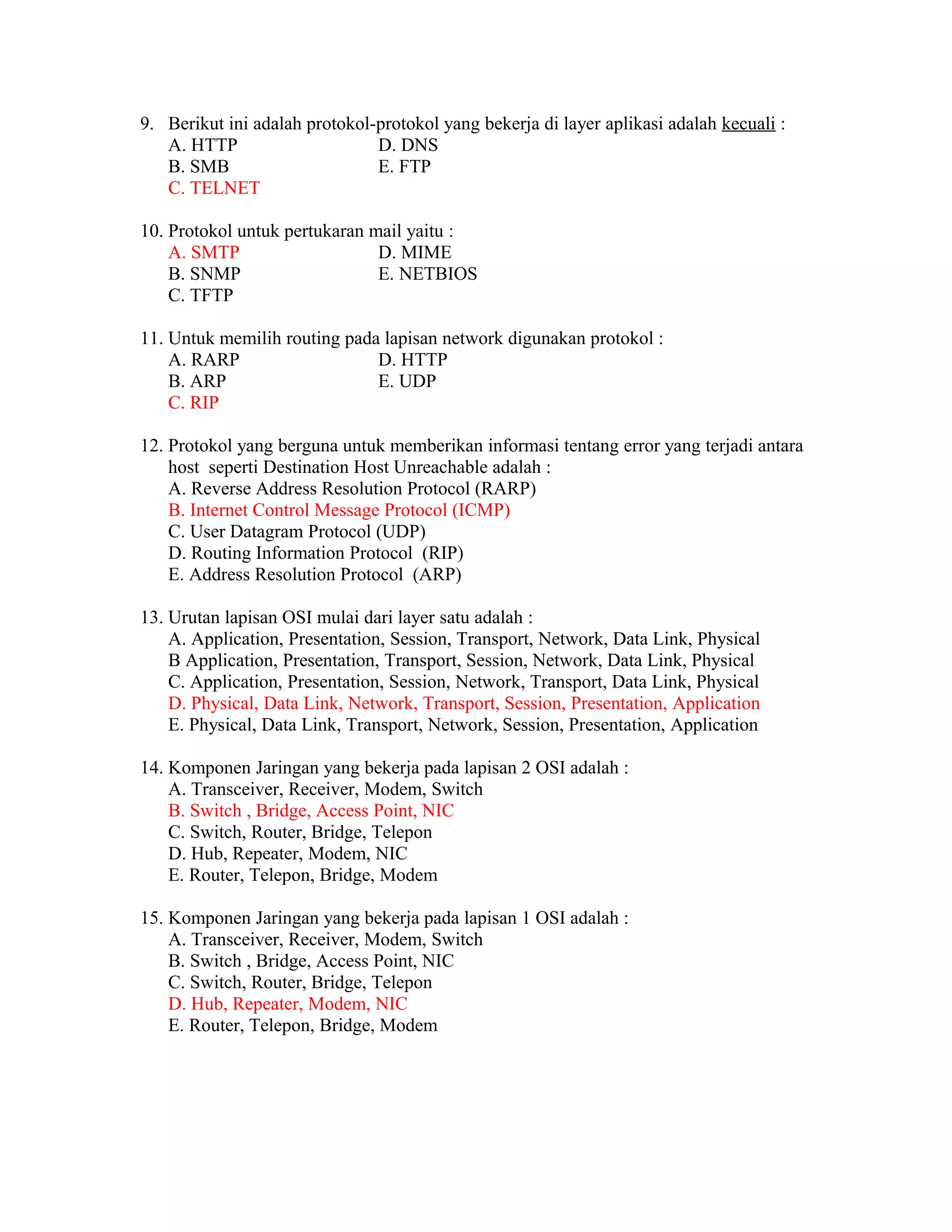 Soal Latihan OSI Layer | DOC