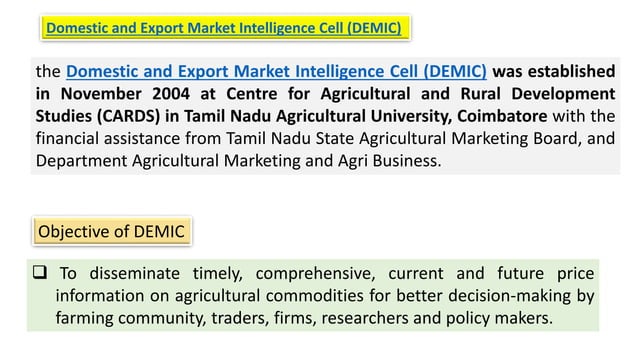 Domestic & Export Market Intelligence Cell (DEMIC) | PPTX