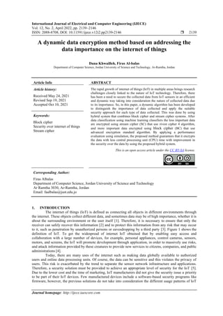 A dynamic data encryption method based on addressing the data importance on the internet of ...