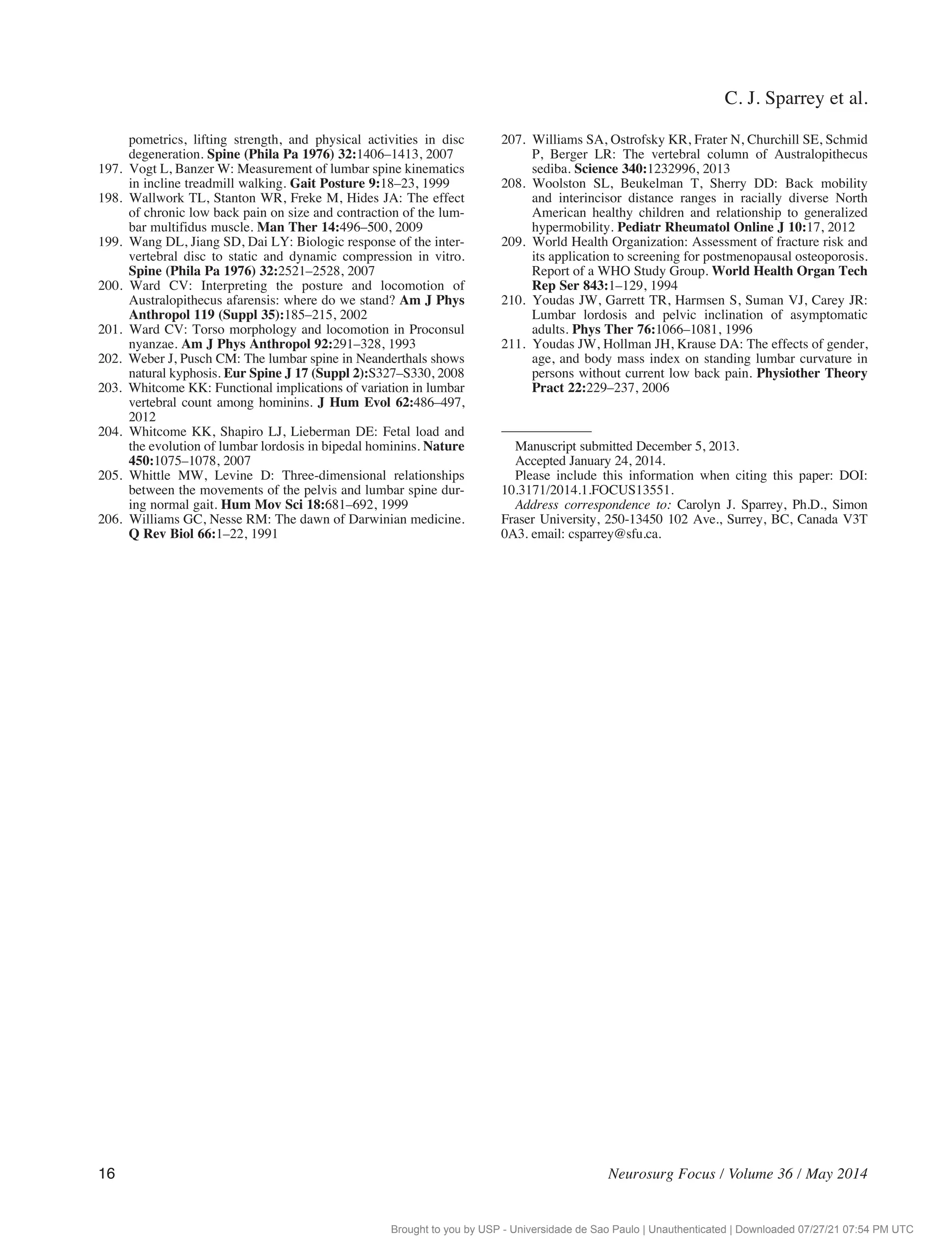 [10920684 - Neurosurgical Focus] Etiology of lumbar lordosis and its ...