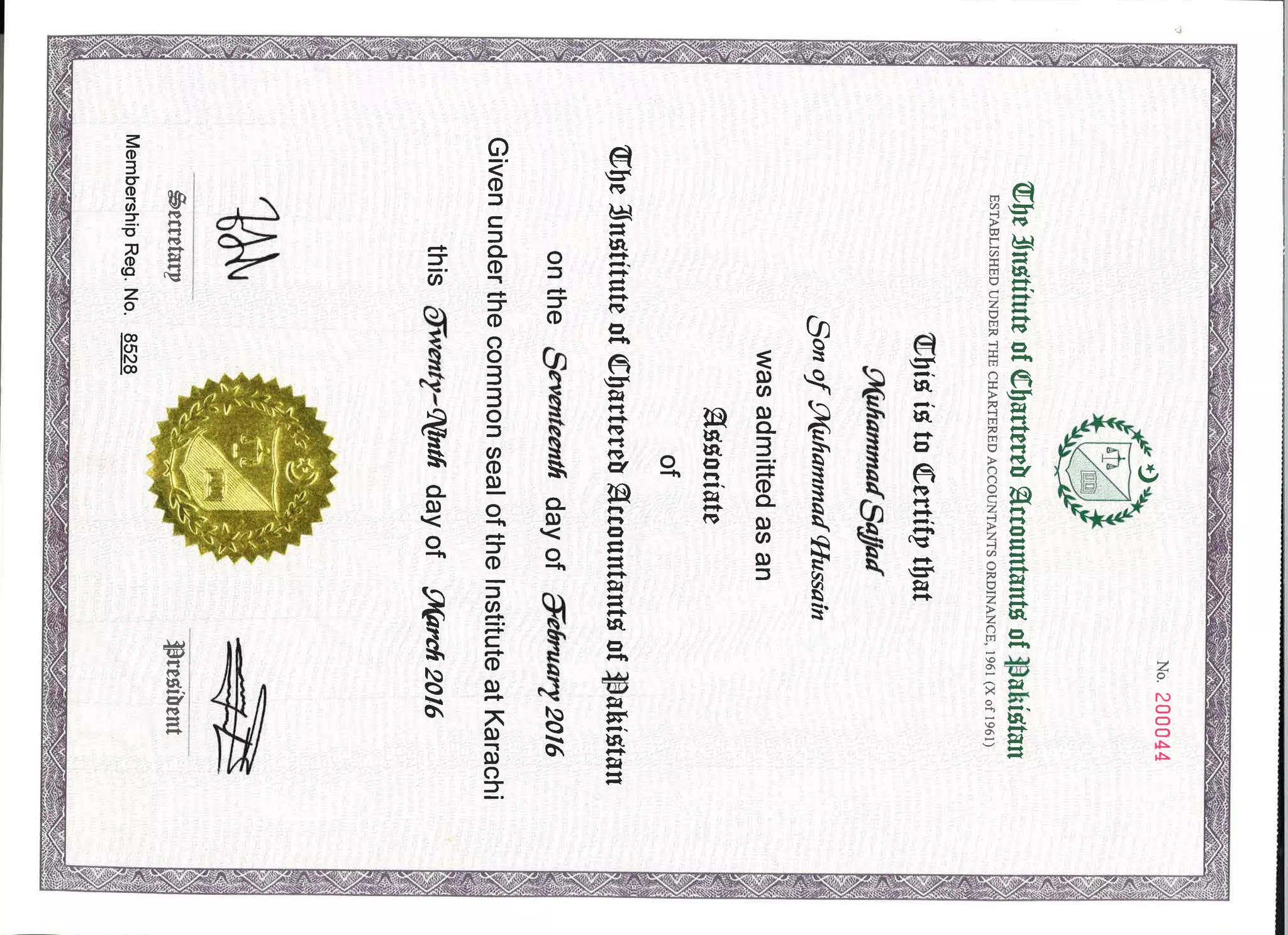 ICAP Membership Certificate | PDF