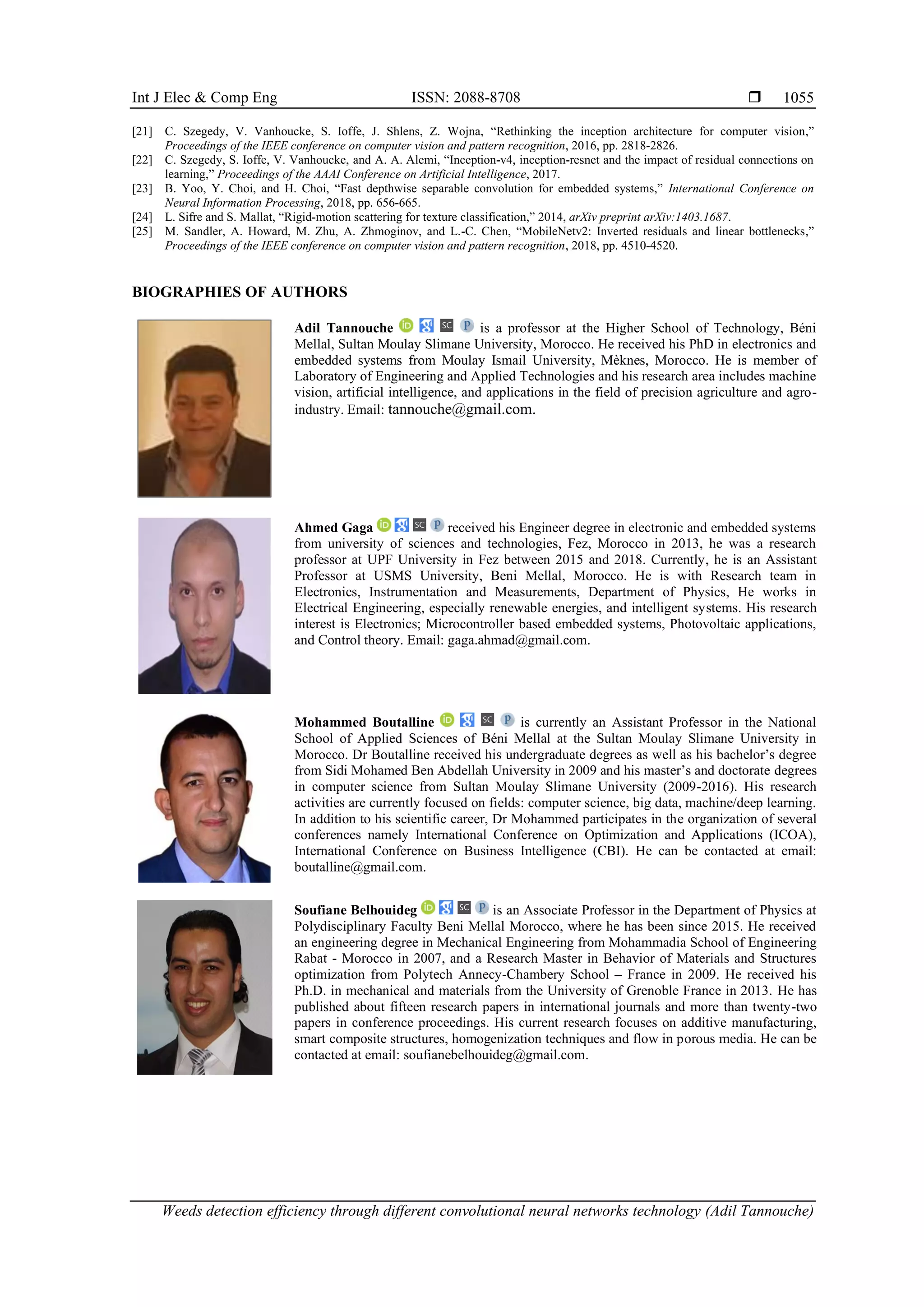 Weeds Detection Efficiency Through Different Convolutional Neural