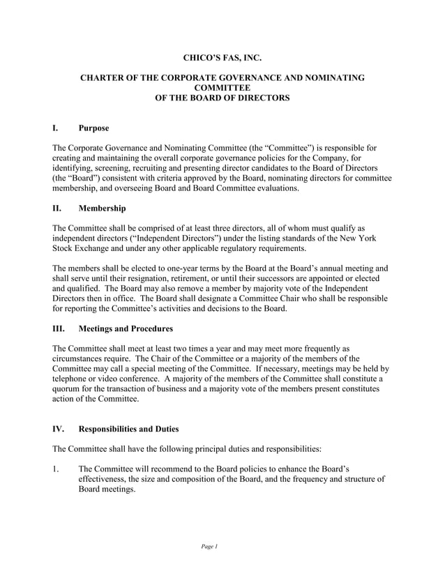 CHS Corporate Governance and Nominating Committee | PDF | Business ...
