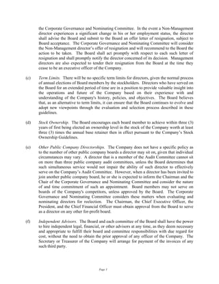 CHS Corporate Governance Guidelines | PDF