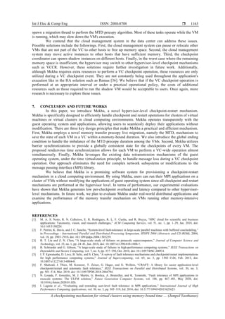 A checkpointing mechanism for virtual clusters using memory- bound time-multiplexed data ...