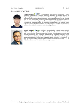 A checkpointing mechanism for virtual clusters using memory- bound time-multiplexed data ...