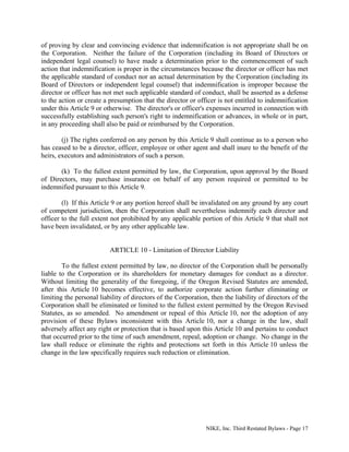 nike bylaws | PDF