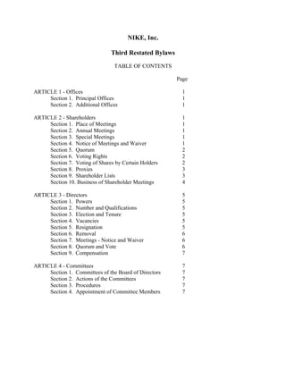 nike bylaws | PDF