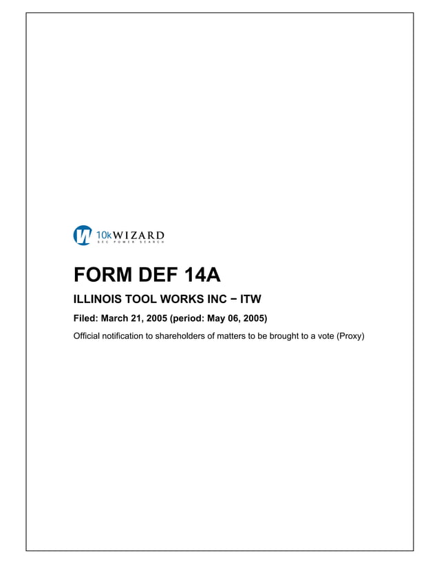 itw 2005 proxy | PDF