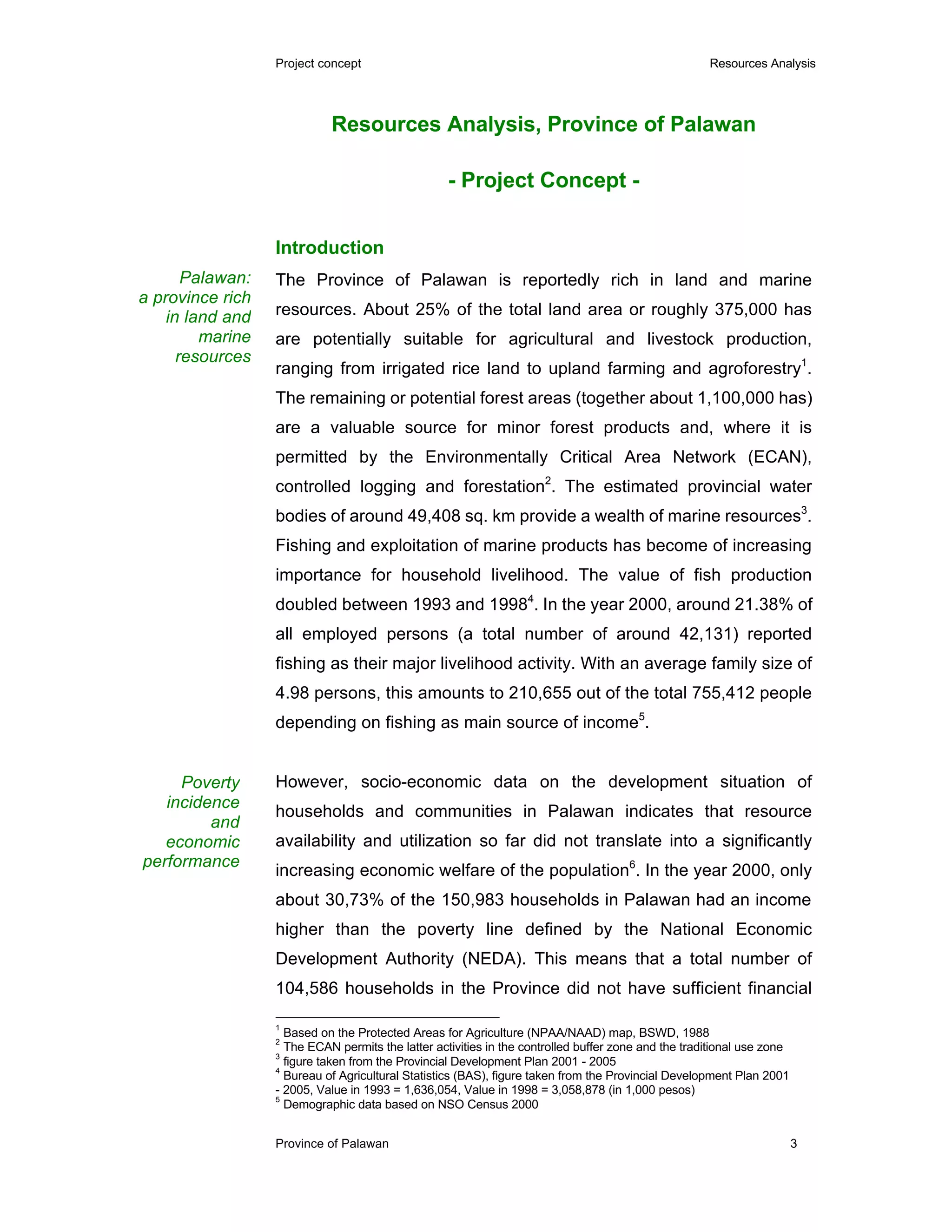 Resources Analysis - Province of Palawan, Impacts of Macroeconomic ...
