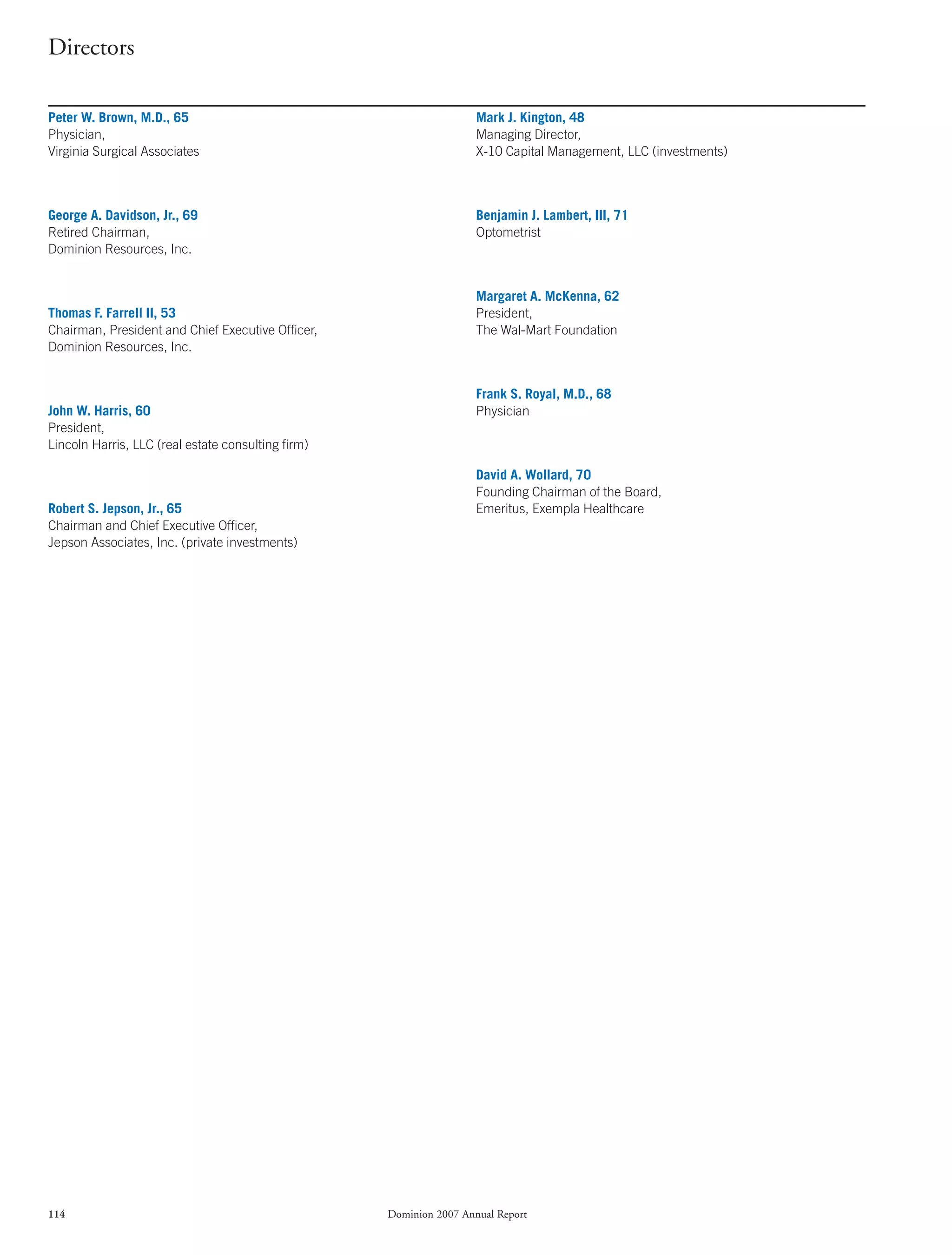 dominion resources Directors | PDF