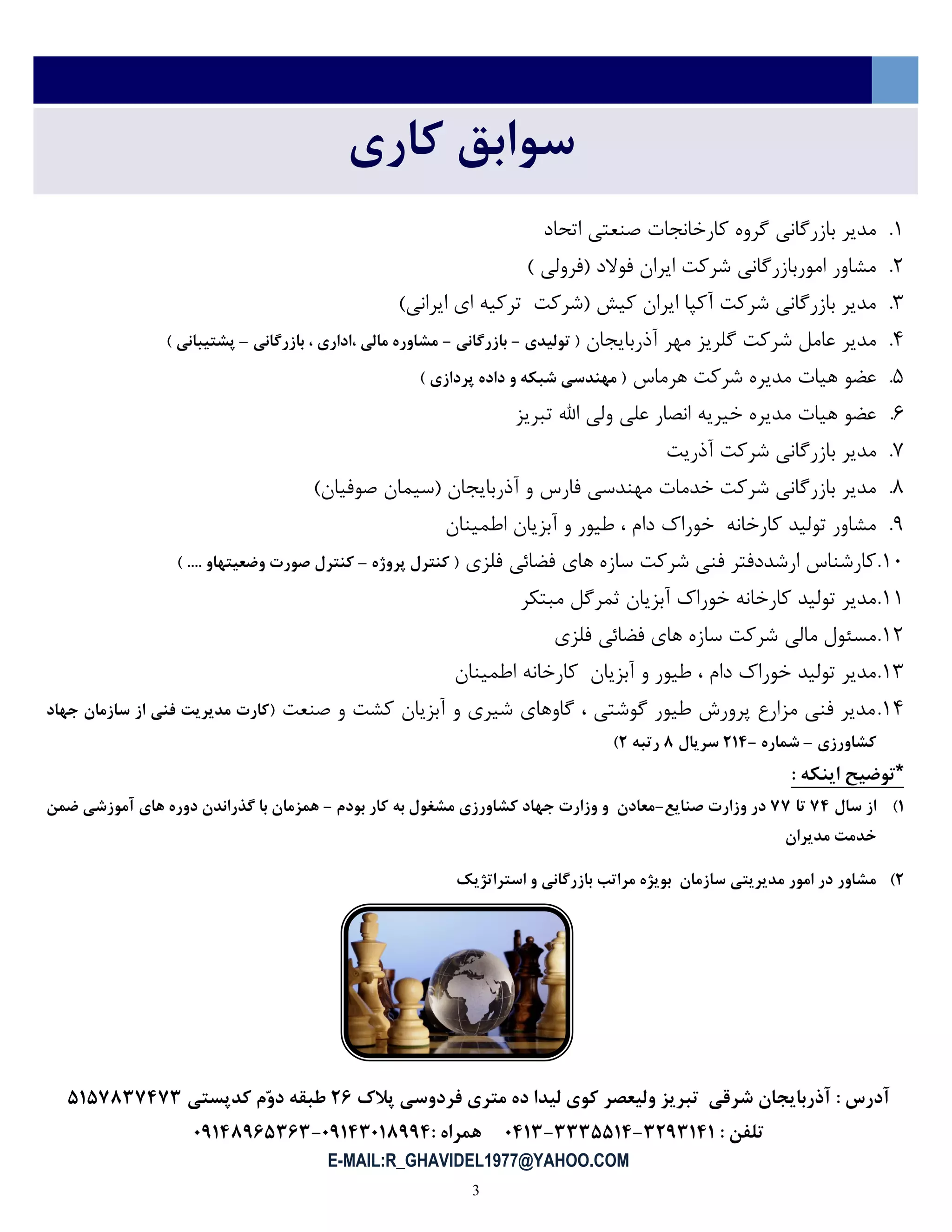 CV RAMIN GHAVIDEL(FARSI) | PDF