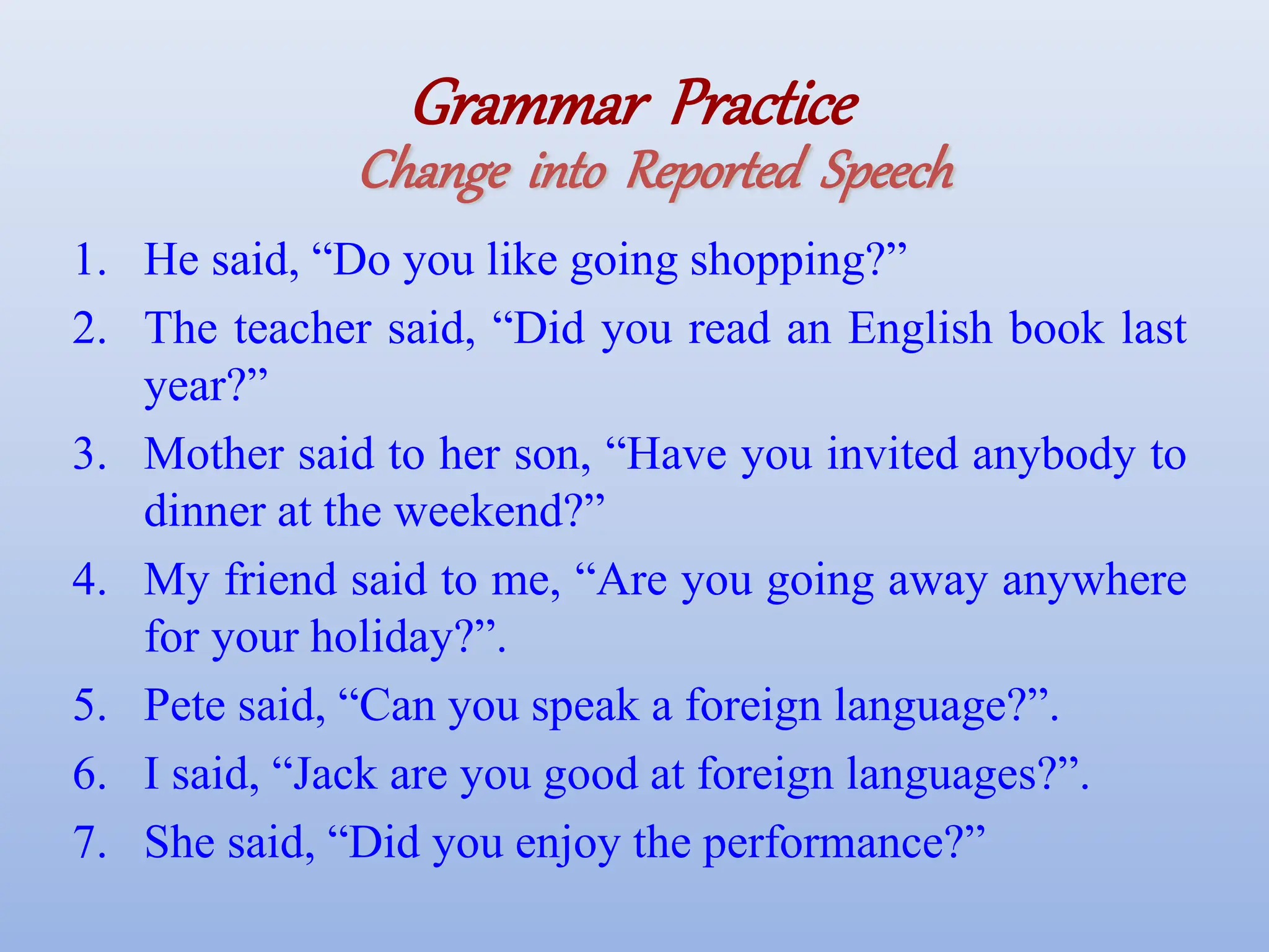 Reported speech | PPT