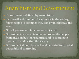109733385-Anarchism.pptx | Civic affairs | Politics
