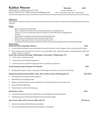 Kaitlyn Weaver 2016 Resume NEW | PDF