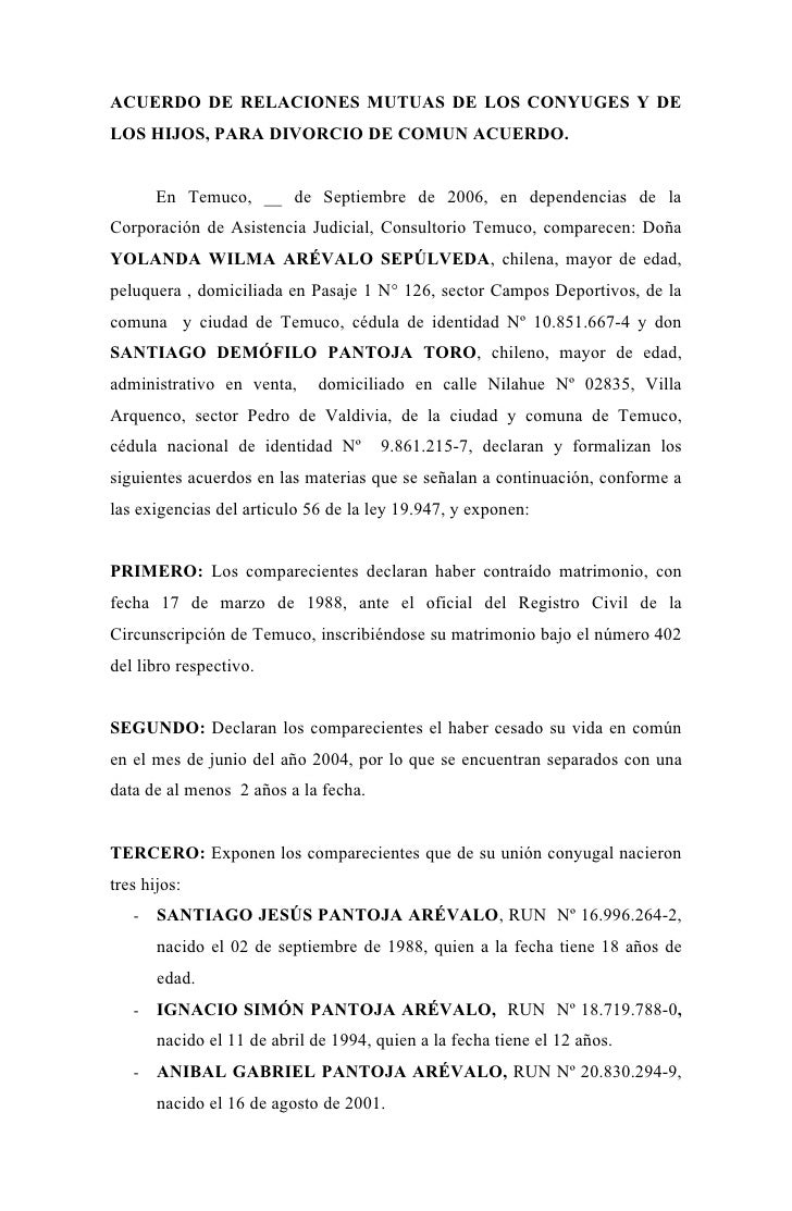 Modelo De Demanda De Divorcio Por Mutuo Acuerdo En Panama Noticias Modelo