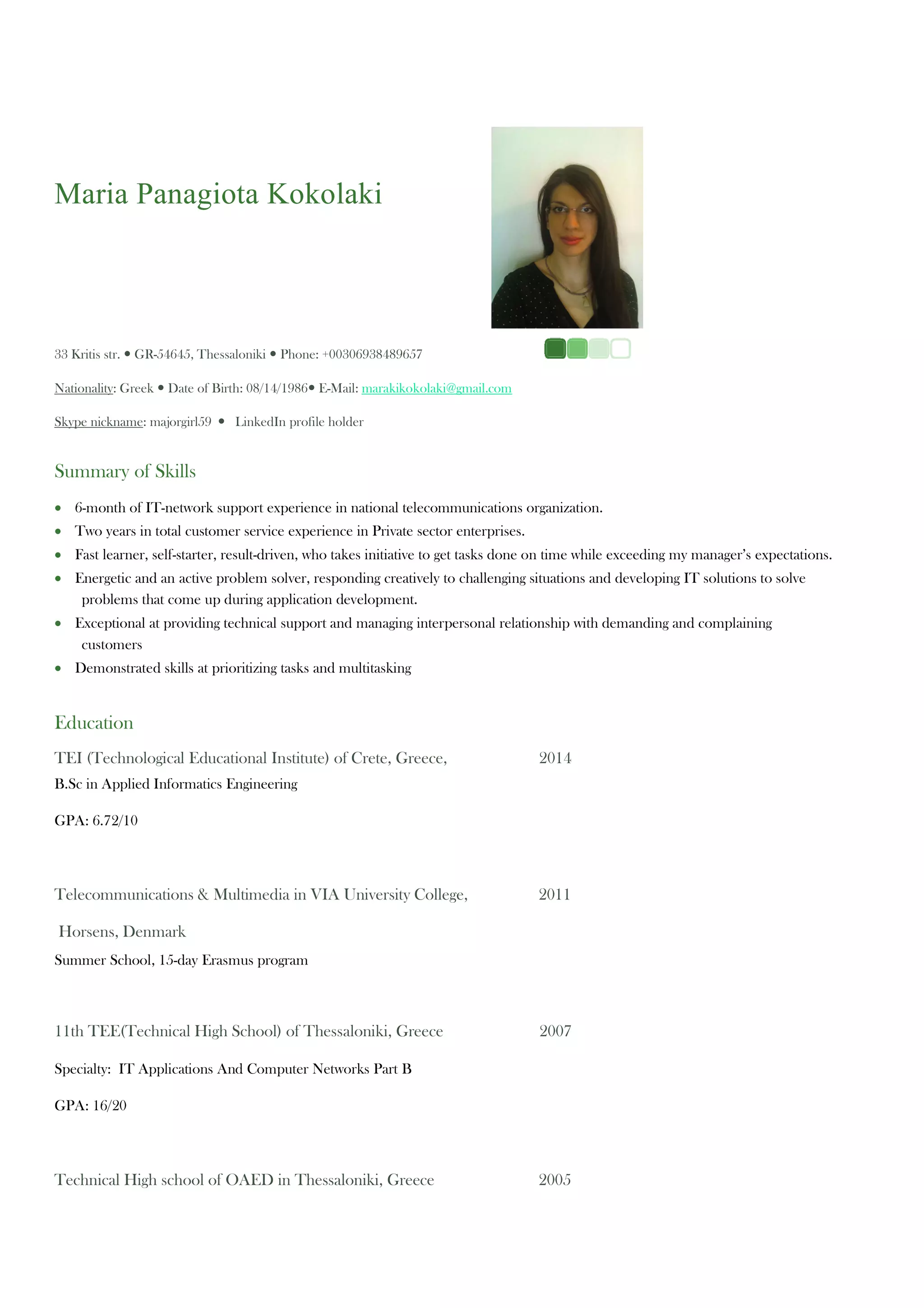 Maria Panagiota Kokolaki_CZ_CV | PDF