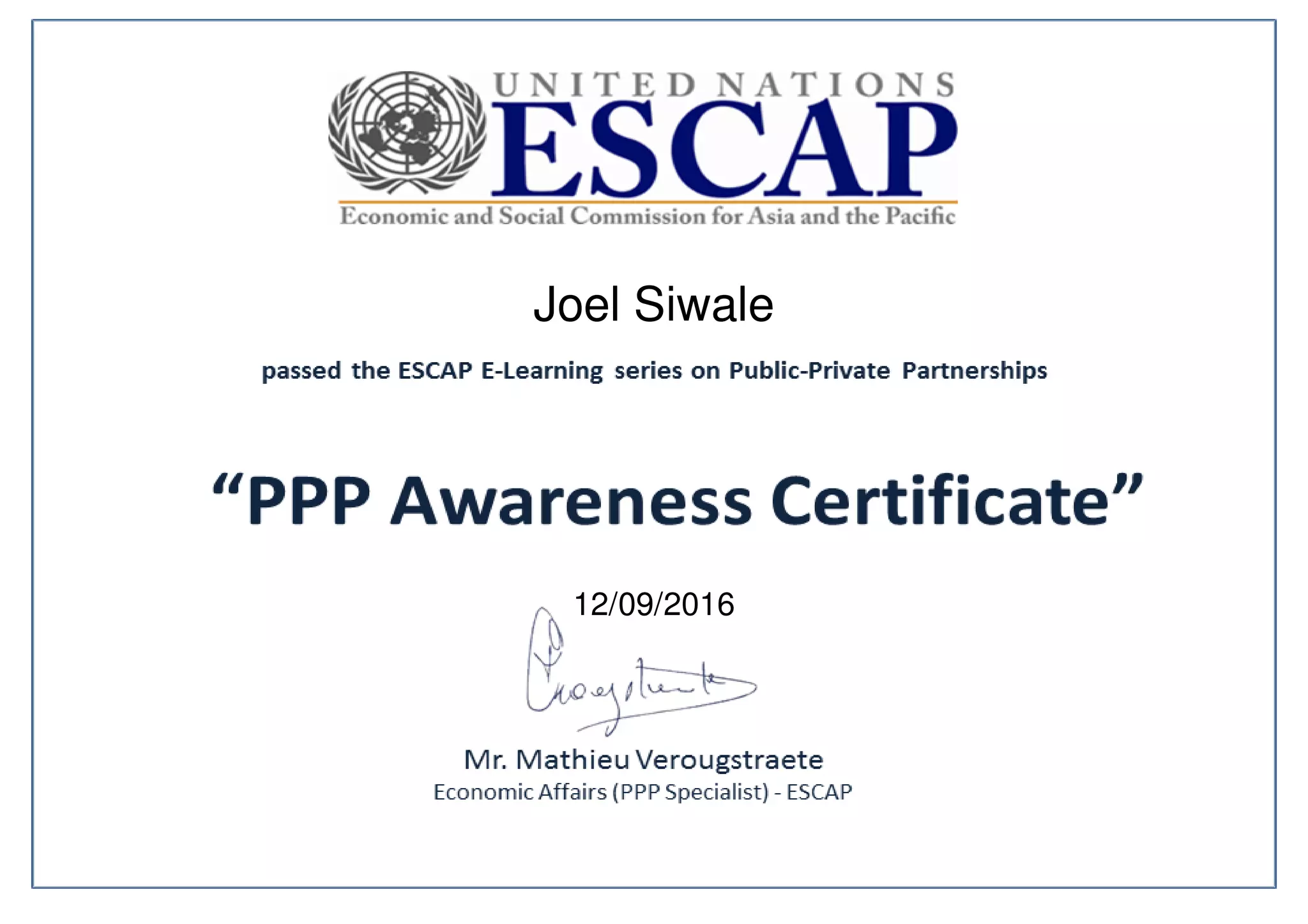 PPP Awareness Certificate _ UNESCAP | PDF