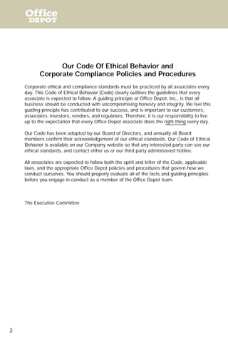 office depot CodeOfEthics_Hdbk05 | PDF