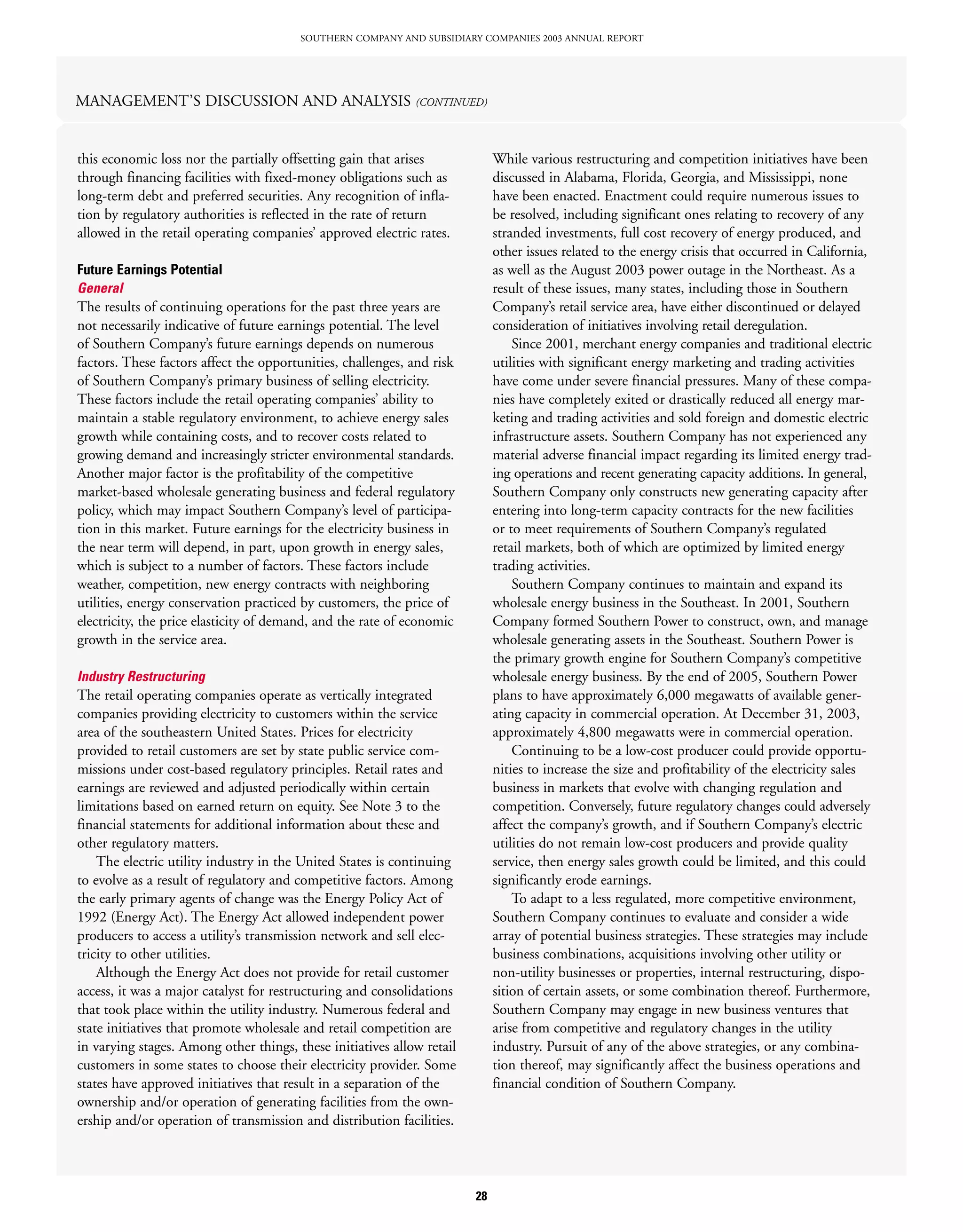 southern 2003 Financial Section | PDF