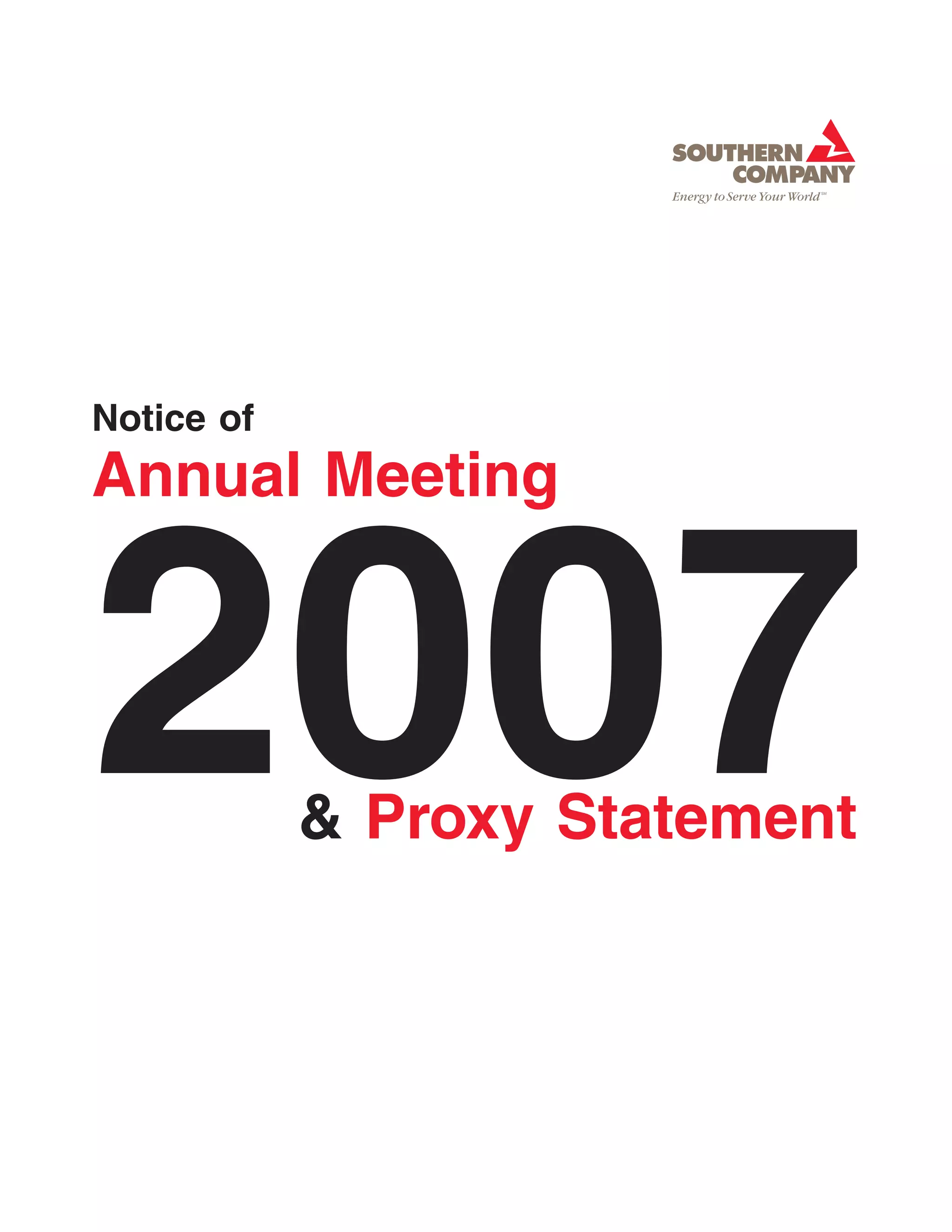 southern Proxy Statement 2007 | PDF | Business Accounting & Finance | Business