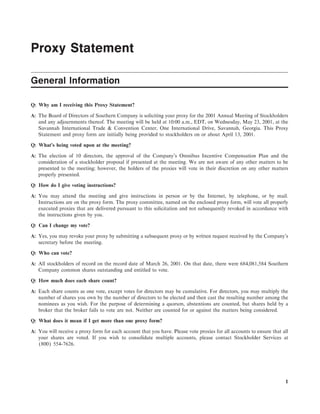 southern Proxy Statement 2001 | PDF