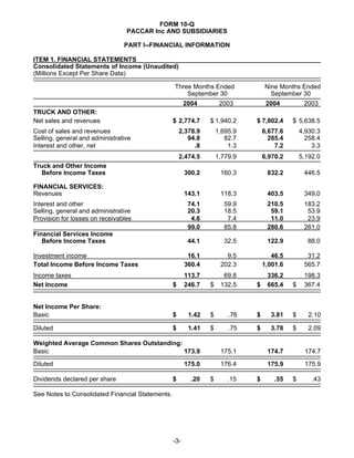 PCAR Sept 2004_10-Q | PDF | Stocks and Bonds | Personal Investing