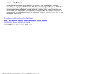 computer sciences FY 2001 Q1 | PPT