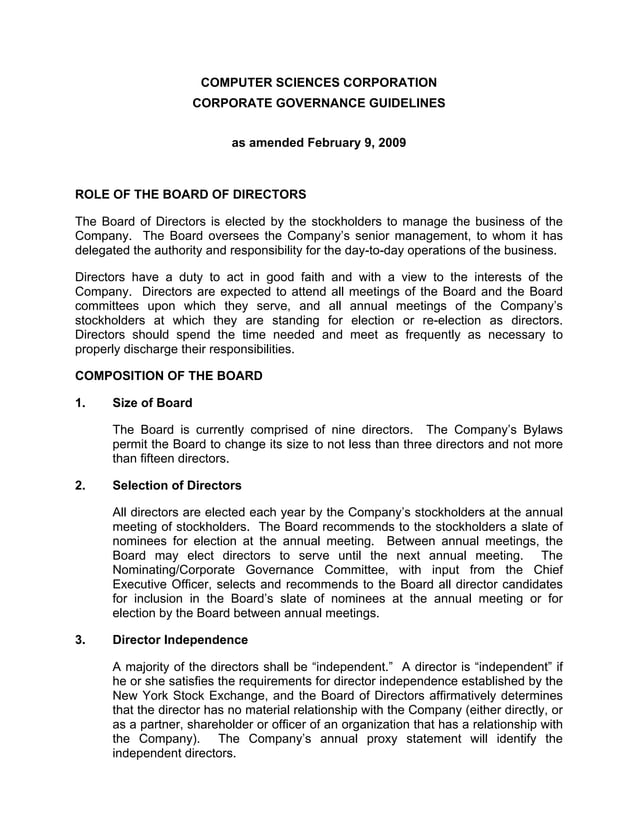computer sciences Corp Gov Guide lines | PDF