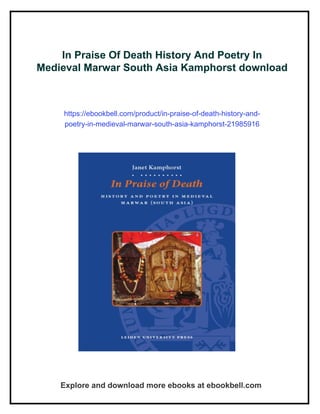 In Praise Of Death History And Poetry In Medieval Marwar South Asia ...