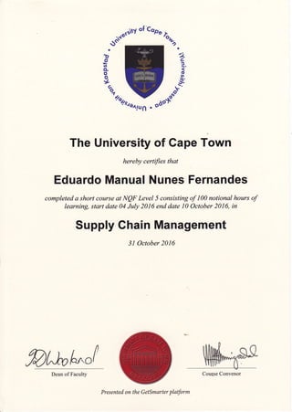 University of Cape Town SCM Certificate | PDF