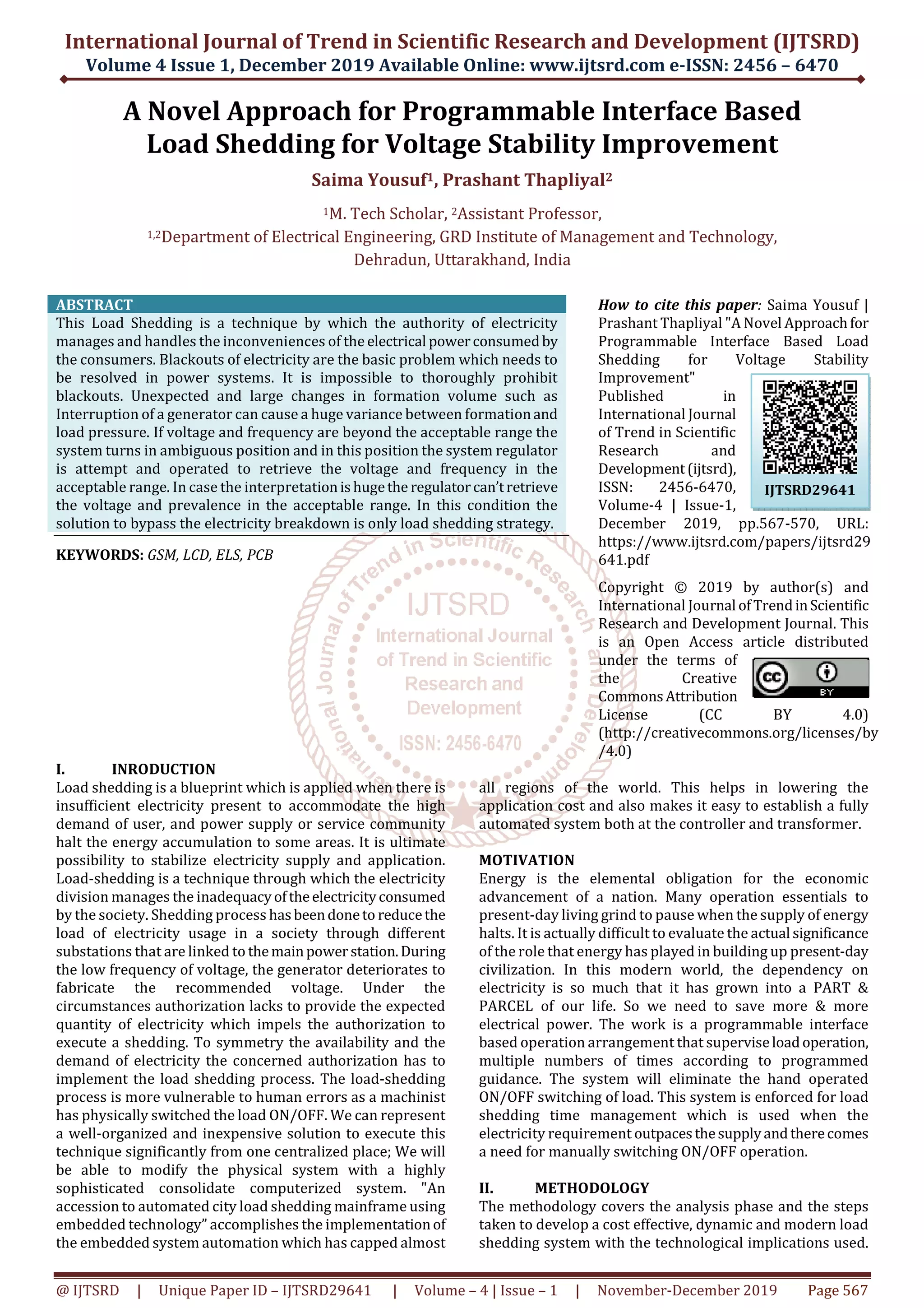 A Novel Approach for Programmable Interface Based Load Shedding for Voltage Stability ...