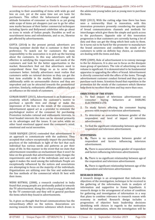 A Study on Television Advertisement on Consumer Buying Behaviour at ...