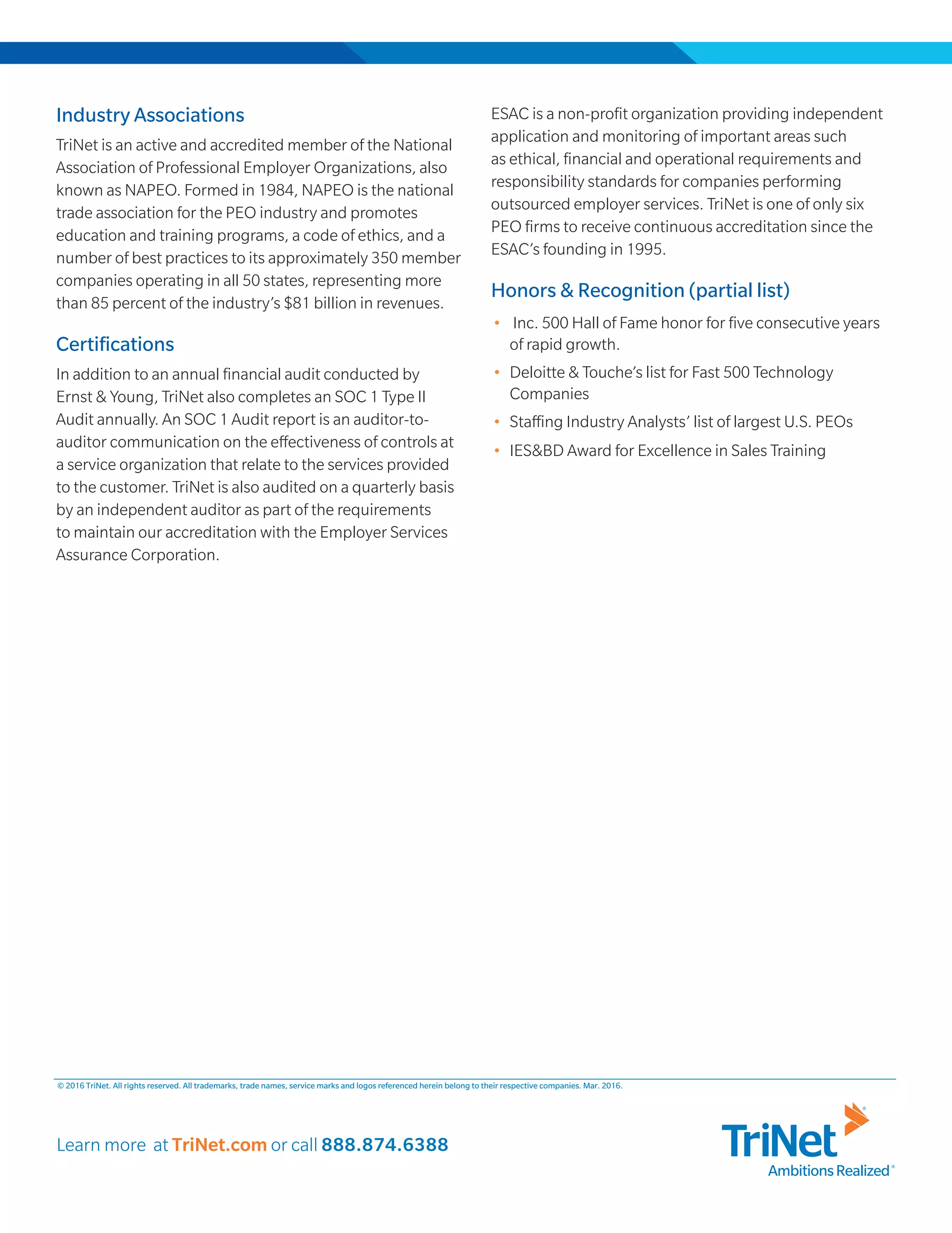 Datasheet-TriNet Corporate Fact Sheet | PDF