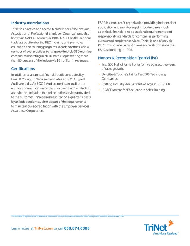 Datasheet-TriNet Corporate Fact Sheet | PDF