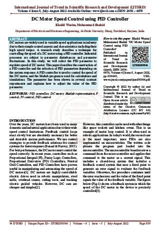 DC Motor Speed Control using PID Controller | PDF