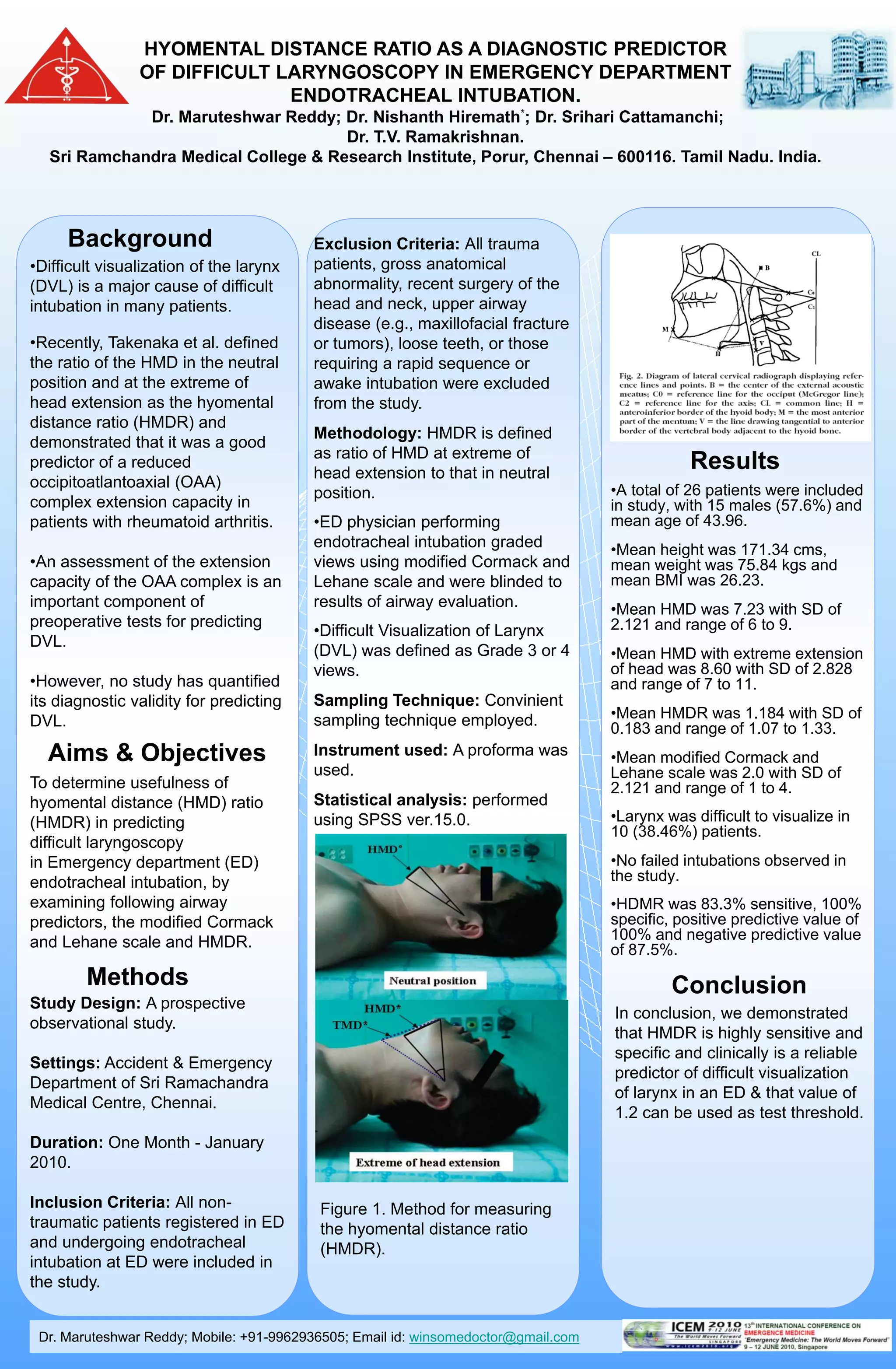 HYOMENTAL DISTANCE RATIO AS A DIAGNOSTIC PREDICTOR OF DIFFICULT ...