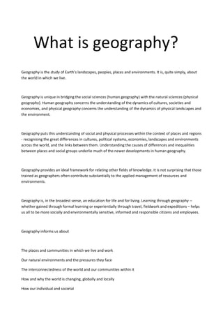 what is geography | ODT | Geography | Science