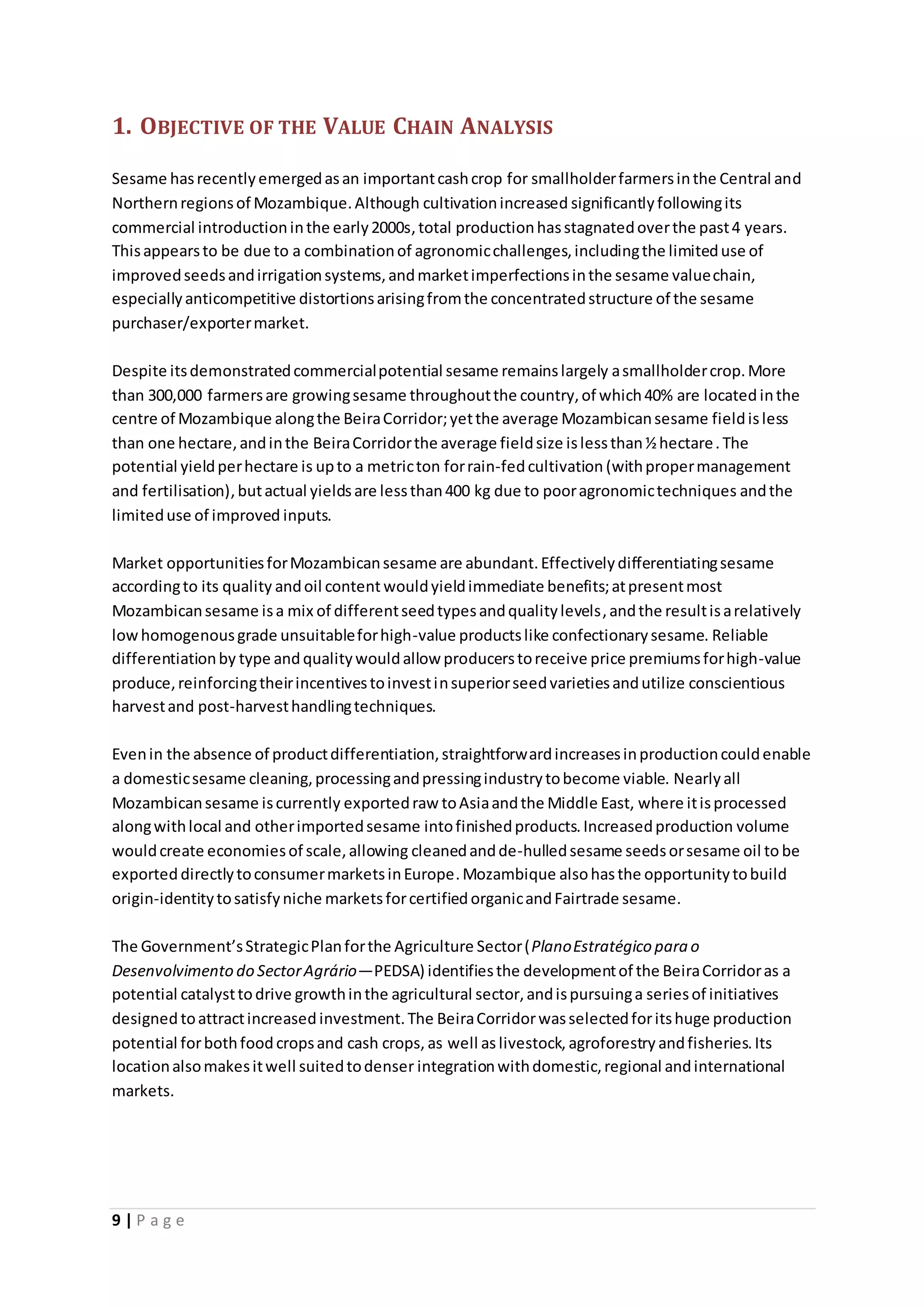 Sesame Value Chain in the Beira Corridor (SNV) - clean 22052014 | DOCX