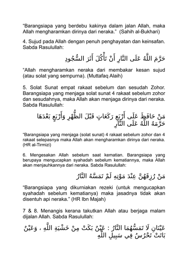 10 Amalan ke syurga Allah SWT yang dijanjikan oleh Allah | PDF