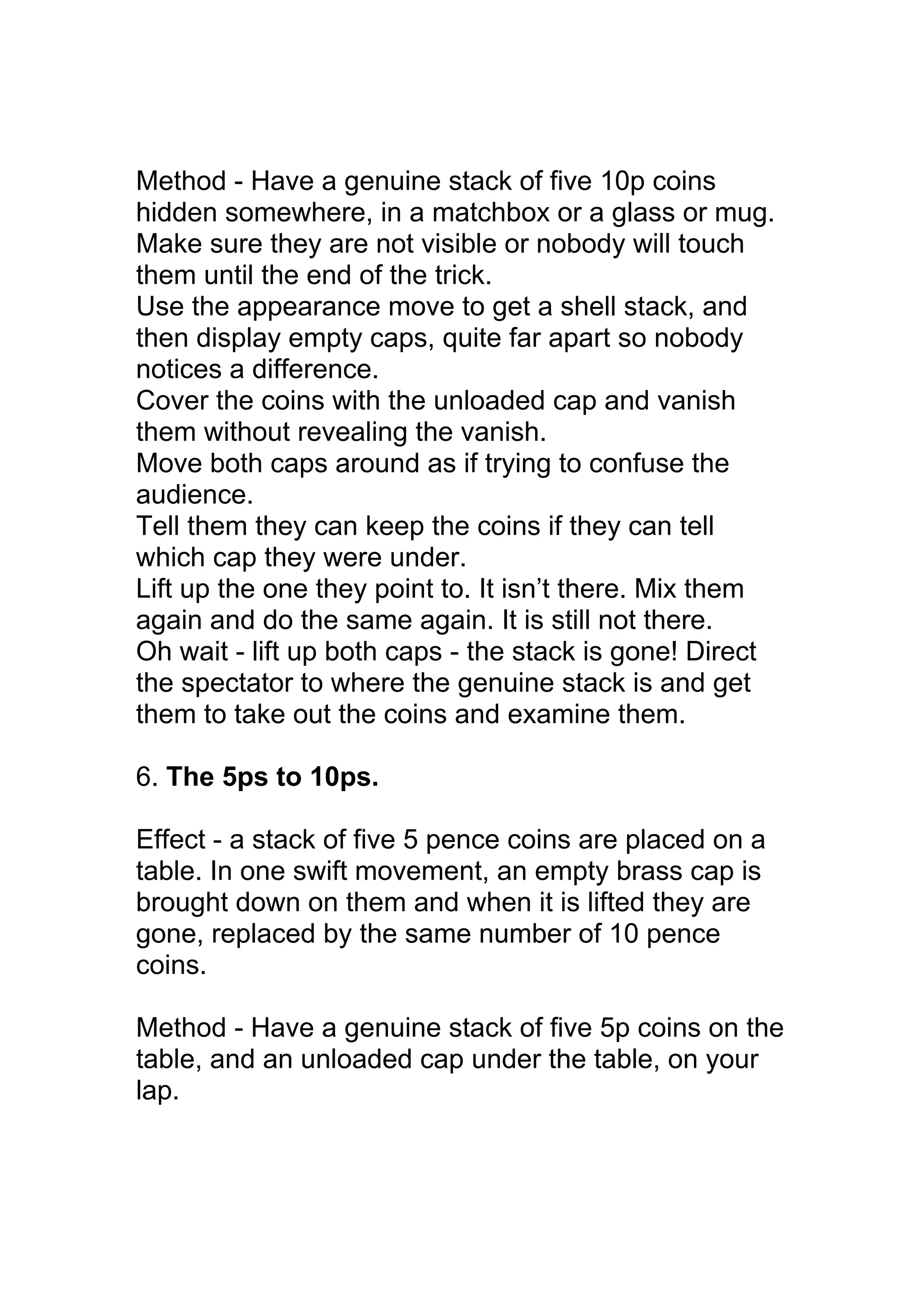 (magic-trick.net)10 amazing routines using the dynamic coins gimmick | PDF