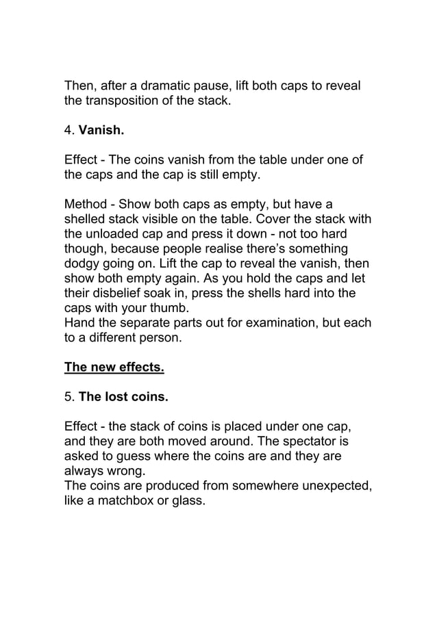 (magic-trick.net)10 amazing routines using the dynamic coins gimmick | PDF