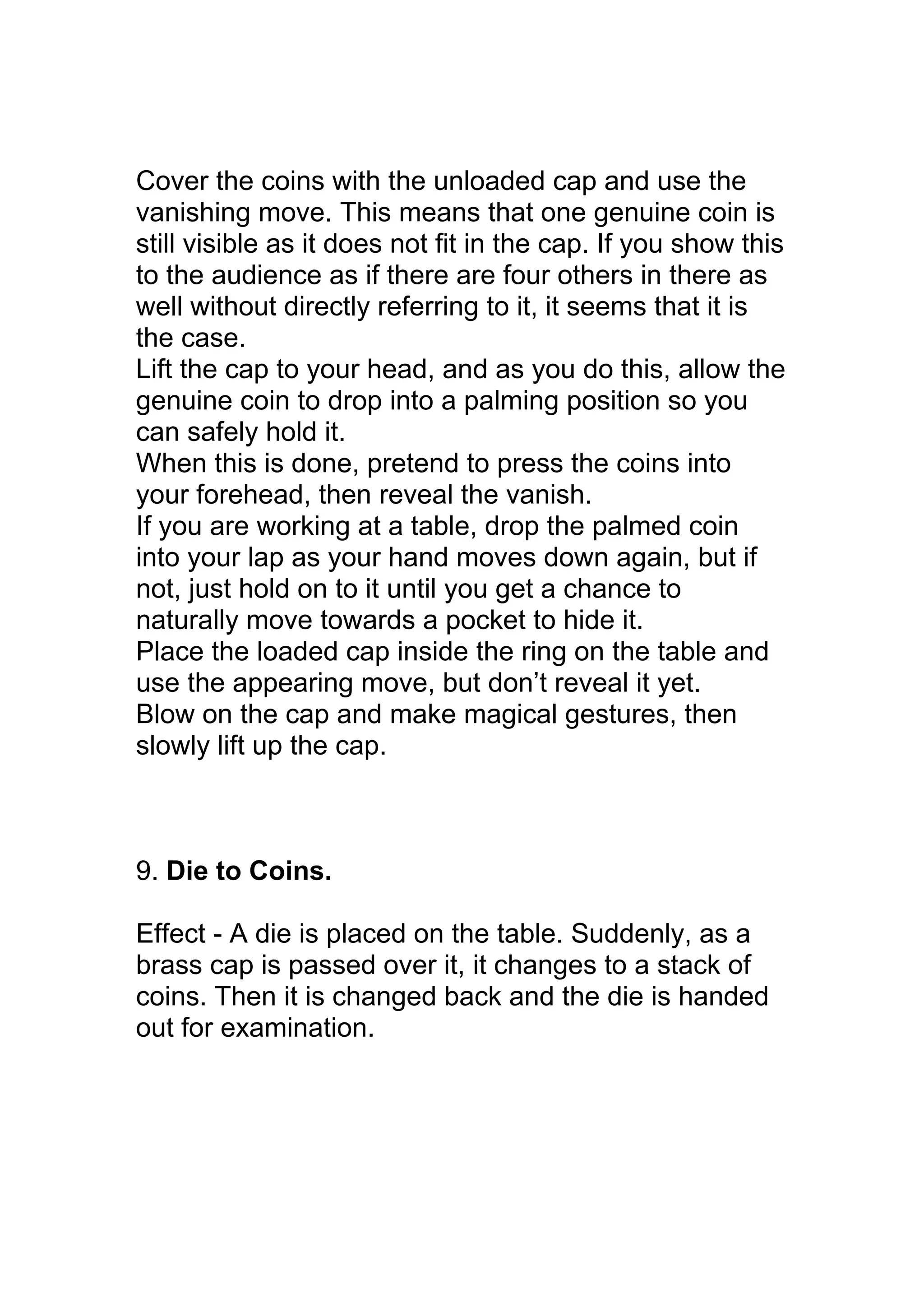 10 amazing routines using the dynamic coins gimmick | PDF