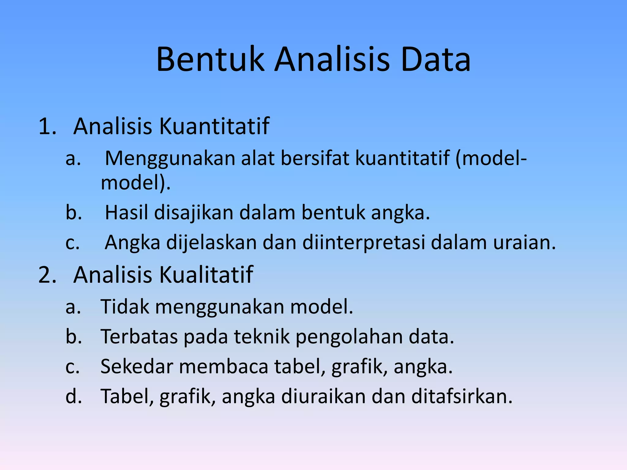10 analisis data dengan statistik | PPTX