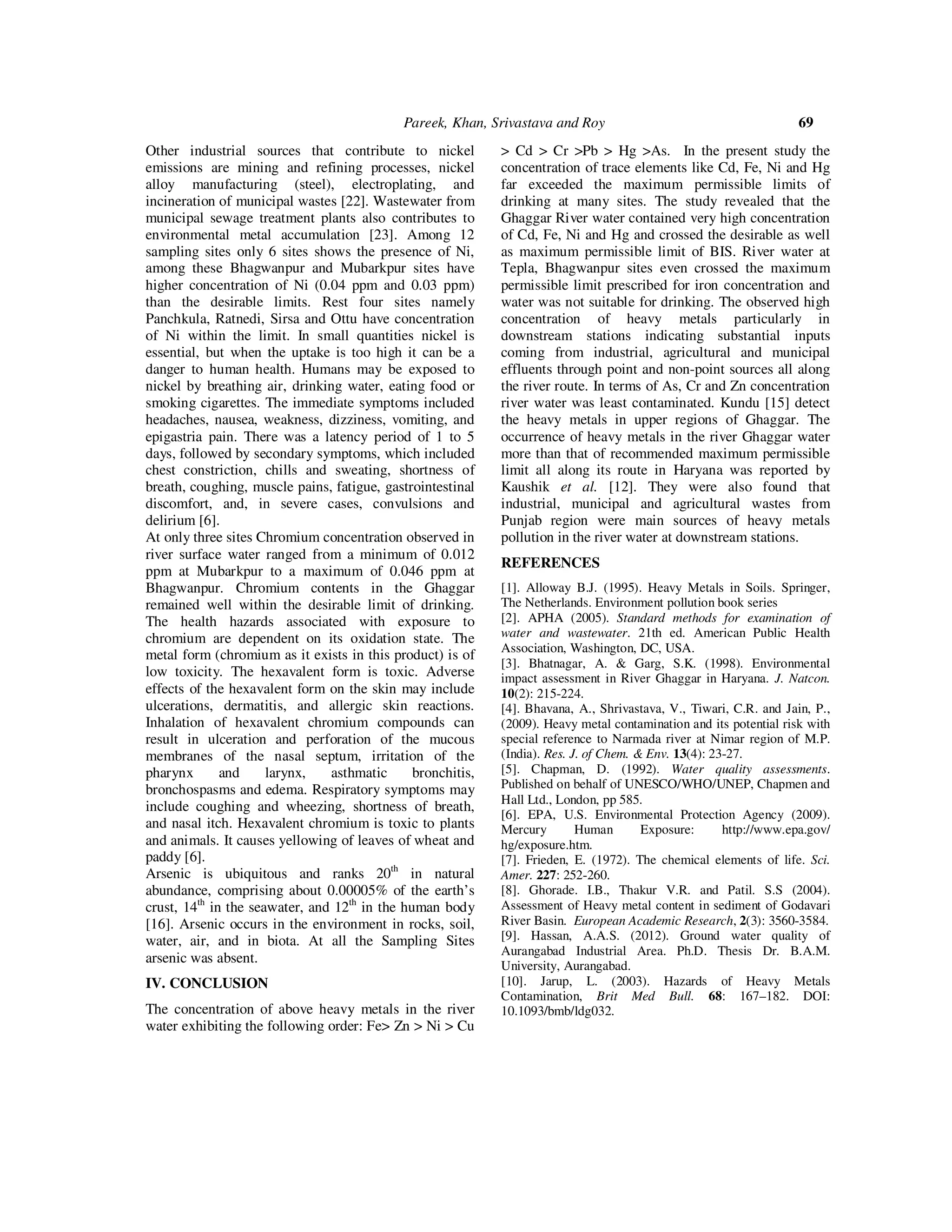 10 a study of heavy metal pollution of ghaggar river ravi pareek | PDF