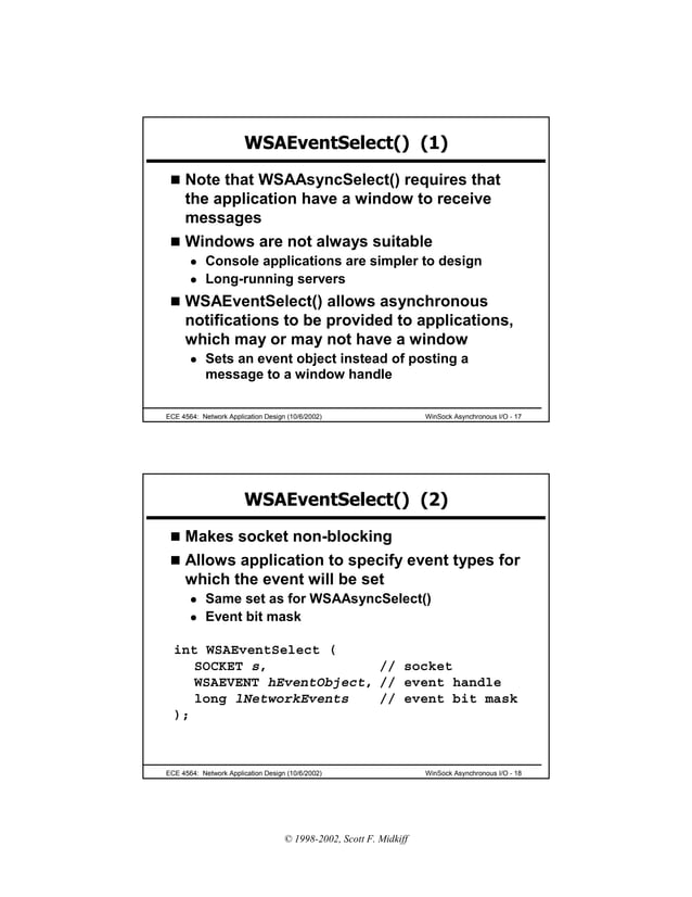 WinSock Asynchronous Input/Output | PDF