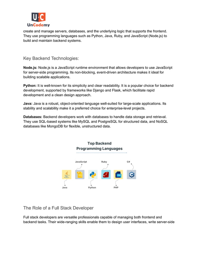 Exploring Full Stack Development: From Fundamentals to Expertise | PDF