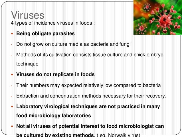 virus in food and acts as foodborne pathogen