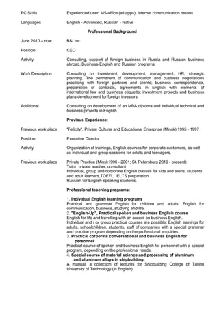 PERS-CV English_Russian Teacher (Eng) | PDF