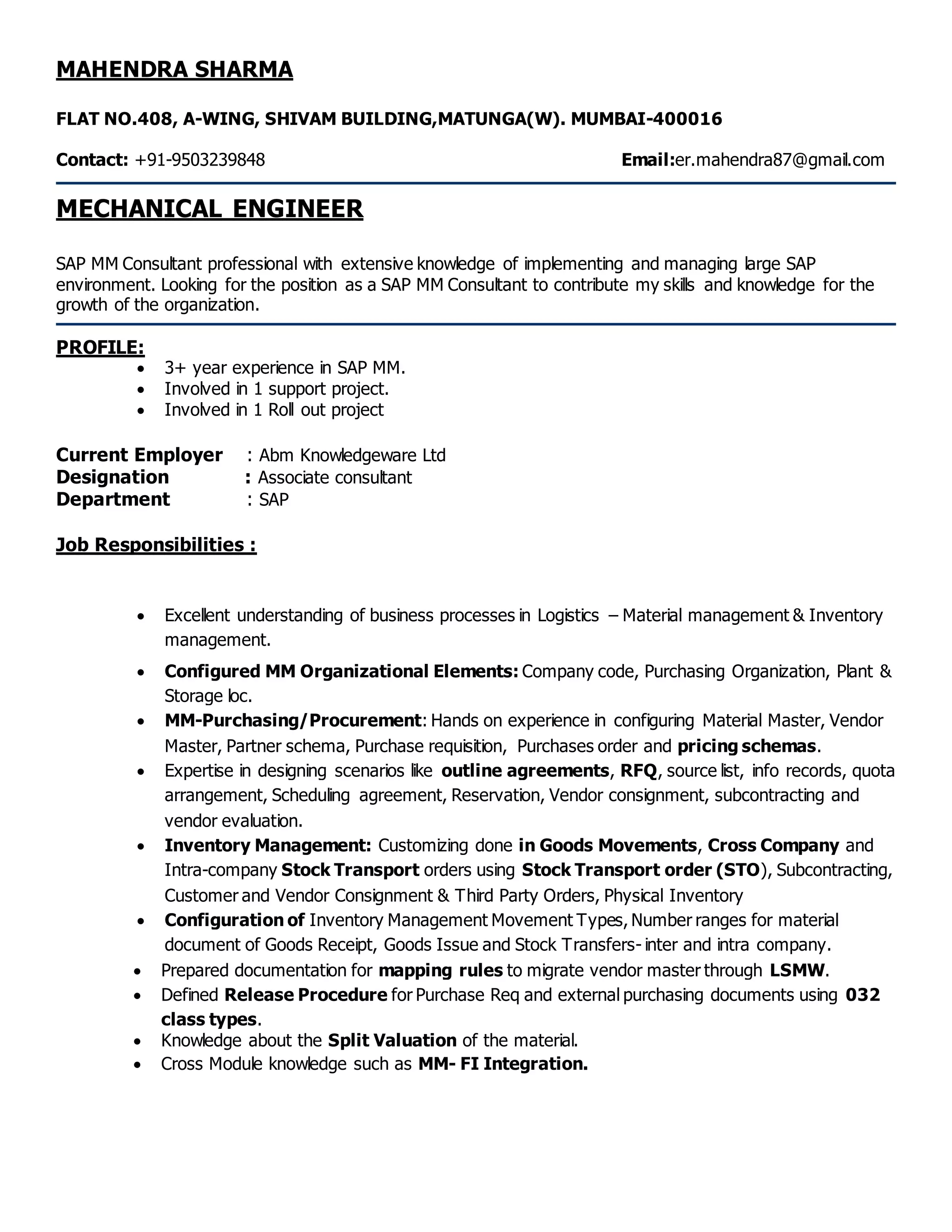 MAHENDRA SHARMA RESUME | DOCX